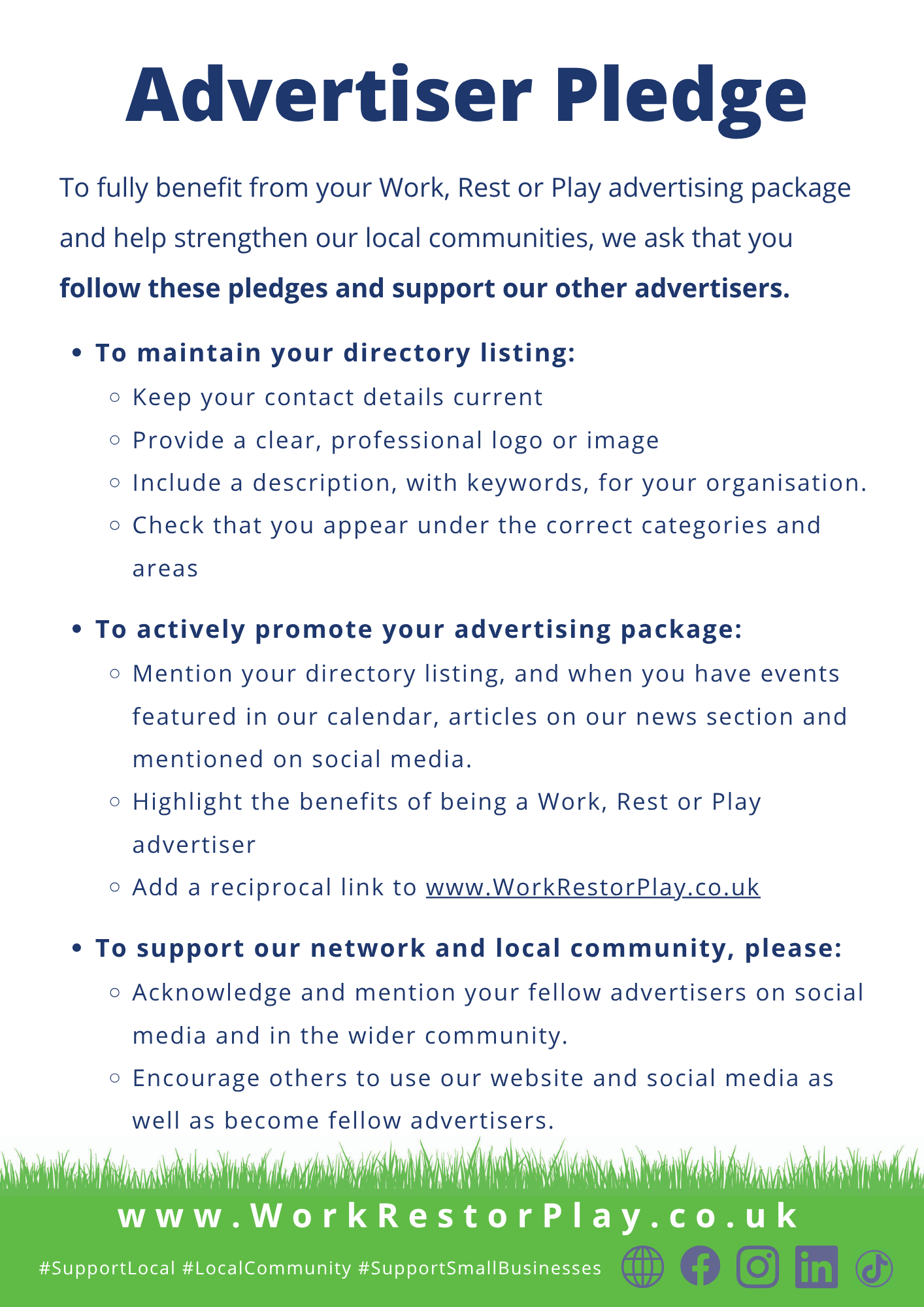 Work Rest or Play Advertiser Pledge - Work, Rest or Play